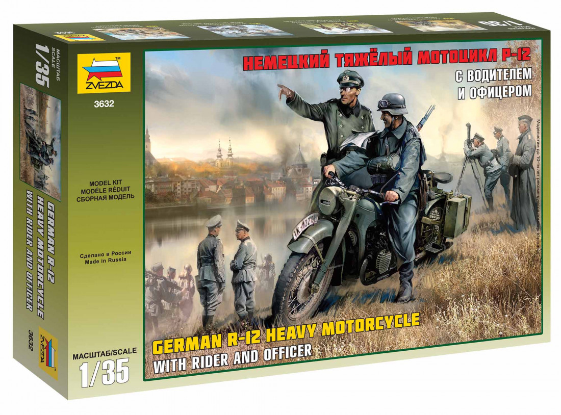 Zvezda 1:35 Německý motocykl R-12 3632