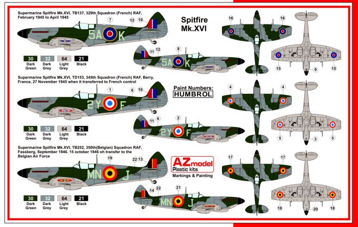 AZmodel 1:72 Supermarine Spitfire Mk.XVI AZ7485
