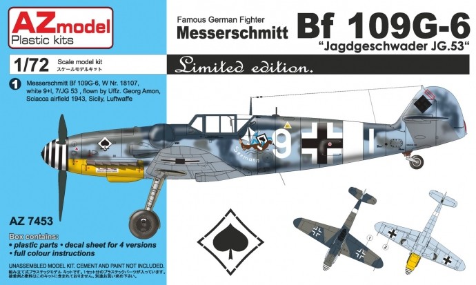 AZmodel 1:72 Messerschmitt Bf 109G-6 (JG.53) AZ7453