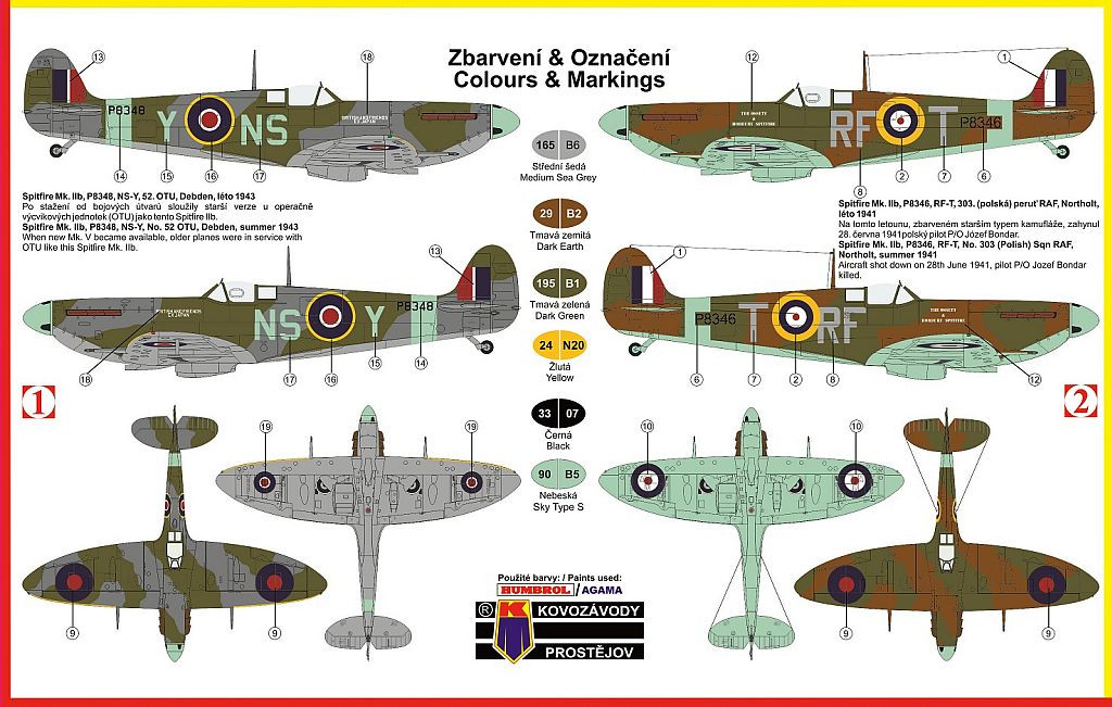 Kovozávody Prostějov 1:72 Spitfire Mk.IIB KPM0056