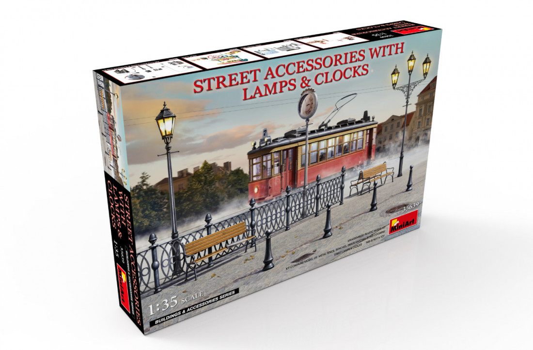 MiniArt 1:35 Street Accessories w/ Lamps & Clocks 35639