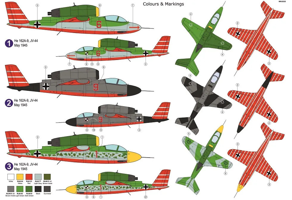 AZmodel 1:72 Heinkel He 162 A-9 Salamander JV44 AZ7825