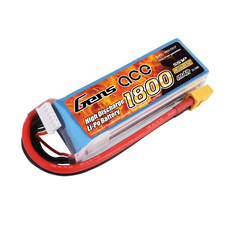 Gens Ace - Acepow Electronics Co. Ltd Gens ACE LiPo - 5S 1800mAh 18,5V 5S1P (45C) XT60 Plug B ...